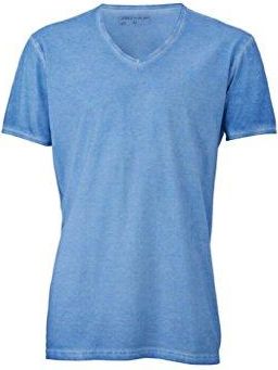 James & Nicholson Tee Shirt Tendance avec col-V (3XL, Bleu Horizon)
