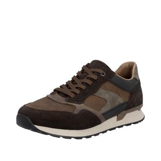 Rieker Sneaker RIEKER, Herren, Gr. 41, braun (braun, schwarz), Leder, Veloursleder, Schuhe Sneaker, Halbschuh, Schn&uuml;rschuh, Freizeitsneaker mit weichem Schaf