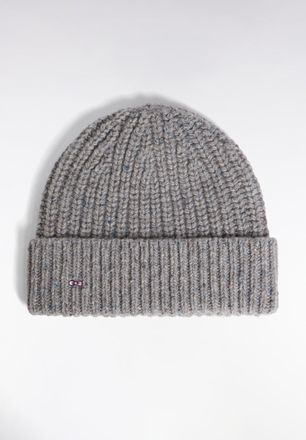 Eden Park Bonnet En Laine Vierge Et Alpaga Côtelé Gris