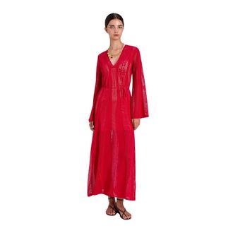 Twinset Femme, Robes, Rouge, Taille: 38 FR Robe Caftan Crochet