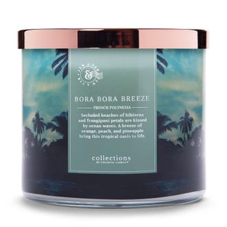 Colonial Candle Duftkerze im Glas mit Deckel | Bora Bora Breeze | Duftkerze Rose | Kerze 3 Dochte | Kerzen lange Brenndauer (60h) | Kerzen Blau (411g)