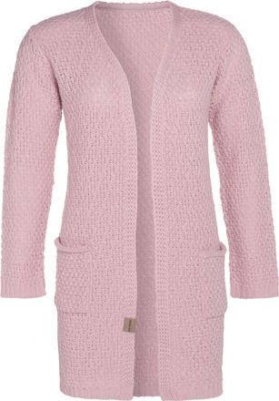 Knit Factory Luna Strickjacke - Mittellange Damen Strickjacken mit Taschen - Cardigan mit Wolle - Grobstrickjacke - Hochwertige Qualit&auml;t - Rosa - 40/42