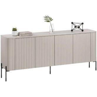 Dmora Laion Sideboard, Wohnzimmer-Sideboard mit vier Fl&uuml;gelt&uuml;ren, vom Boden abgehoben, 190x40 h80 cm, Beige