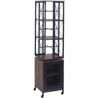 Hhg B&uuml;cherregal HHG-630, Standregal Drehregal, Rollen drehbar T&uuml;r, Metall Industrial Melamin MVG 162x40x42cm dunkelbraun