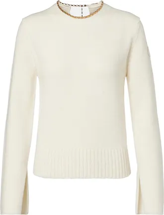 Moncler Chain-Trimmed Wool-Cashmere Sweater - White