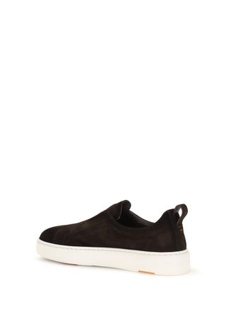 Santoni Mens Slip-On Sneakers Dark Brown Trainers