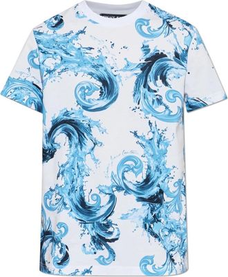 Versace Jeans Couture Homme, Tops, Bleu, Taille: XL T-shirt imprim&eacute; en jersey de coton