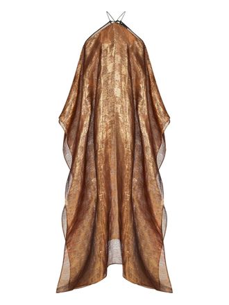 Taller Marmo robe métallisée à franges - Marron