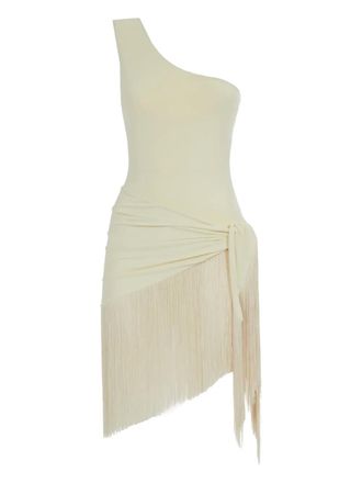Taller Marmo Yacare One-Shoulder-Badeanzug mit Fransen - Nude
