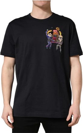 Dolce & Gabbana Homme, Tops, Noir, Taille: 4XL T-Shirt Manches Courtes Col Rond