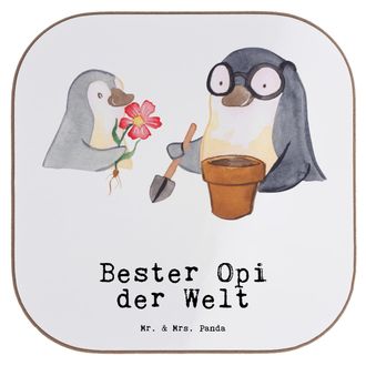 Mr. & Mrs. Panda Untersetzer Gl&auml;ser Pinguin Bester Opi der Welt - Geschenk, Glasuntersetzer, Glas, Gro&szlig;vater, Geburtstag, f&uuml;r, Geschenkidee, Tischuntersetzer, Nichte, 