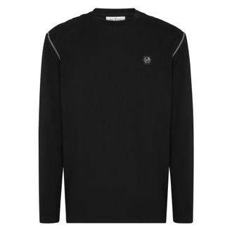 Philipp Plein Homme, Tops, Noir, Taille: 3XL T-Shirt Col Rond Avec Fermetures &Eacute;clair Sur Les Manches