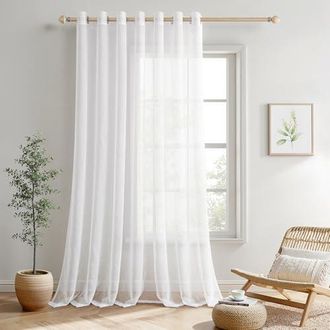 Miulee 1 Panneaux Couleur Pure Rideaux De Fen&ecirc;tre Transparents Lisse &Eacute;l&eacute;gant Panneaux Voile De Fen&ecirc;tre Rideaux Traitement pour Chambre Salon &agrave; Oeillets 300x2