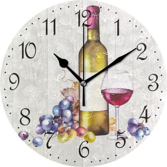 Mnsruu Wanduhr, Weinrot, leise, nicht tickend, dekorative Wanduhren, batteriebetrieben, 25 x 25 cm, f&uuml;r Zuhause, Wohnzimmer, K&uuml;che, Badezimmer, Schlafzimmer