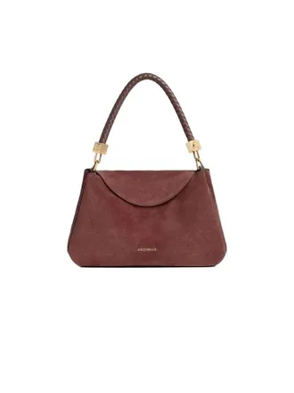 Coccinelle Womens Top Handle Bag Berry Bovine Split Suede Leather - Top-Handle-Bags