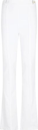 Elisabetta Franchi Femme, Pantalons, Blanc, Taille: 40 FR Pantalon en cr&ecirc;pe stretch double &eacute;paisseur avec breloque logo