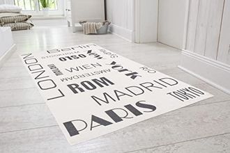 Andiamo Teppich Rom Flachgewebe Teppich mit Schriftzügen von Hauptstädten