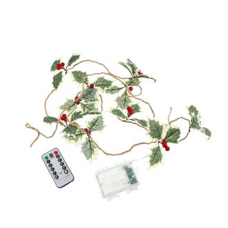 Cabilock Weihnachts-lichterkette Tannennadeln Mit Roten Beeren Led Beleuchtet Batteriebetrieben Weihnachtsdekoration Innen Und Au&szlig;en Mit Fernbedienung Kabellos