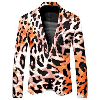 Generic Veste pour homme avec motif imprim&eacute; - L&eacute;opard, z&egrave;bre, tigre, vache - Veste de costume pour carnaval, f&ecirc;te - Blazer coupe ajust&eacute;e - Costume moderne de 