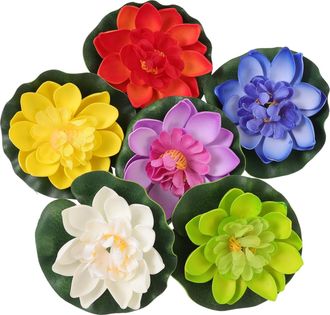 BESPORTBLE 6Stücke Künstliche Schwimmende Lotusblumen Dekoration Für Fischtank Und Teich Mischfarben Realistische Simulation Wasserlilie Deko Für Garten Und Terr