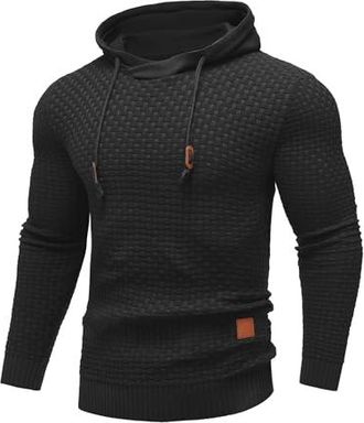 Coofandy Sweat &agrave; capuche pour homme, gaufr&eacute;, avec capuche, d&eacute;contract&eacute;, manches longues, streetwear, pull &agrave; capuche pour homme, Noir, XXL