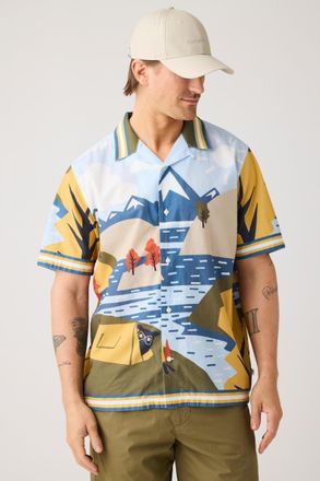 Knowledge Cotton Apparel Herren vegan Hemd Relaxed Print Kurzarm Multicolor Aop