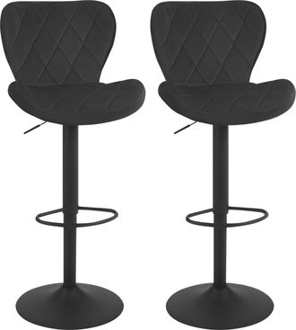 Woltu Barhocker 2er Set, Barstuhl höhenverstellbar, Drehhocker 360°, Hocker mit Rückenlehne Fußstütze, Bistrostuhl ergonomisch, Samt Metallgestell, für Bar 
