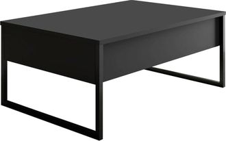 Dmora Couchtisch Canis 90x60x40h cm Schwarz mit Zeitungsfach