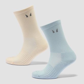 MyProtein MP Reflektierende Laufsocken (2er-Pack) - Buttergelb/Babyblau - UK 12-14