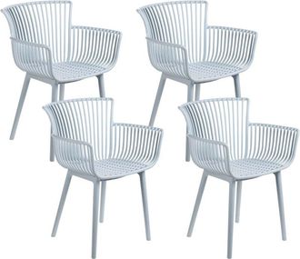 Beliani Beliani - Lot de 4 Chaises de Salle &agrave; Manger en Plastique Int&eacute;rieur Ext&eacute;rieur avec Accoudoirs Bleu Pesaro