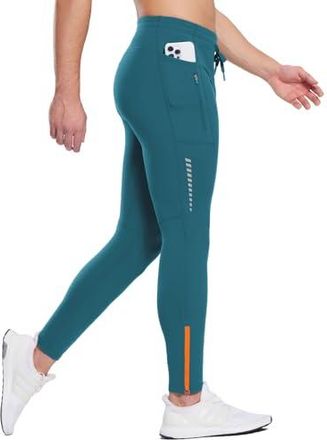 Baleaf Legging de course thermique imperméable léger doublé en polaire pour homme avec poches zippées sur les jambes, bleu, XXL