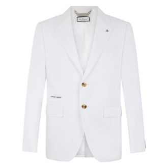 Philipp Plein Homme, Vestes, Blanc, Taille: 3XL Linen Miami Vice Fit Blazer