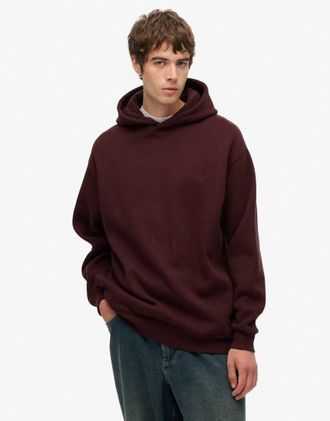 Superdry Blank - Sweat &agrave; capuche oversize - Bordeaux fonc&eacute;-Rouge