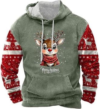 Generic DENGJIAMY Pull &agrave; Capuche de No&euml;l Moche pour Homme, Taille Plus, avec Capuche, Sweat-shirt de Vacances de No&euml;l, Manches Longues, Imprim&eacute; de P&egrave;re No&euml;l D