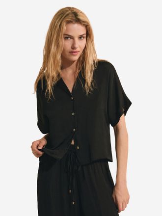 Etam Kurzarm-Satin-Pyjamahemd Cheeta