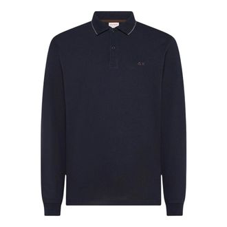Sun 68 Langarm Piqu&eacute; Polo - - Tops - Herren - Blau - L