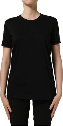 Dolce & Gabbana Femme, Tops, Noir, Taille: 40 FR T-shirt &agrave; col rond et manches courtes