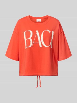 Oui Boxy Fit T-Shirt mit Perlen und Tunnelzug