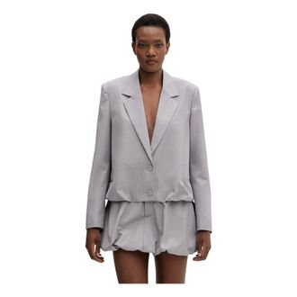 Isabelle Blanche Blazer &agrave; ourlet bull&eacute; - Femme - Vestes - Gris - Taille: 42 FR