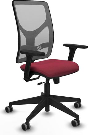 Piqueras y Crespo Schreibtischstuhl mit 3D-Armlehnen, h&ouml;henverstellbare Lendenwirbelst&uuml;tze, ausgestattet mit Syncro/Traslack und Schneideschaum, Grau/Granatrot