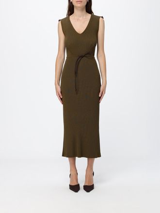 Max Mara Slim Fit V-Ausschnitt Strick-Midikleid von mit Taillenband