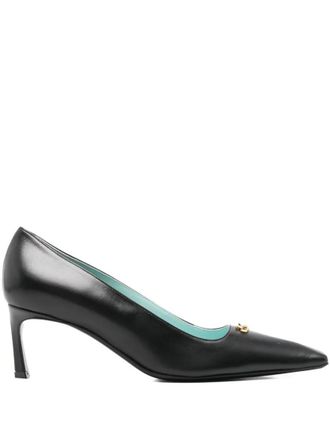 Sergio Rossi Hohe Schuhe - Pointed-Toe Black Pumps With Gold-Tone Detail - Gr. 37,5 (EU) - in Grau - f&uuml;r Damen