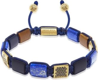 Nialaya Homme, Accessoires, Jaune, Taille: XL The Dorje Flatbead Collection - Blue Lapis, Matte Onyx, and Brown Tiger Eye