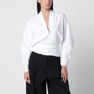 Jacquemus Colombe Bluse aus wei&szlig;em Baumwollpopeline