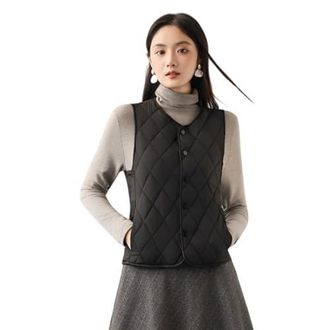 Generic Les gilets en coton sont l&eacute;gers et fins, les gilets chauds &agrave; carreaux pour homme et femme sont port&eacute;s en automne et en hiver, Noir, 4XL