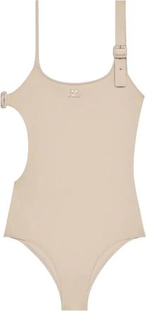 Courr&egrave;ges Femme, Maillots de bain, Beige, Taille: 40 FR Maillot de bain &agrave; boucle