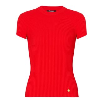 Balmain Femme, Tops, Rouge, Taille: 40 FR Haut pliss&eacute; en maille