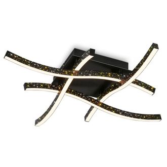Briloner Leuchten - LED Deckenleuchte mit Glitzereffekt, warmweiße Farbtemperatur, geschwungene Deckenlampe LED, Wohnzimmerlampe, Schwarz, 645x645x100 mm