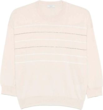 PESERICO Femme, Pulls, Rose, Taille: 40 FR Pull ray&eacute; &agrave; col rond