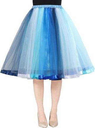 Generic Jupe Tulle Femme Tutu Jupe Jupes Femme Arc-en-Ciel Mi-Longue - Boh&egrave;me Fluide en Tulle A-Line pour &Eacute;t&eacute;, Plage Ou &Eacute;v&eacute;nements Festifs
